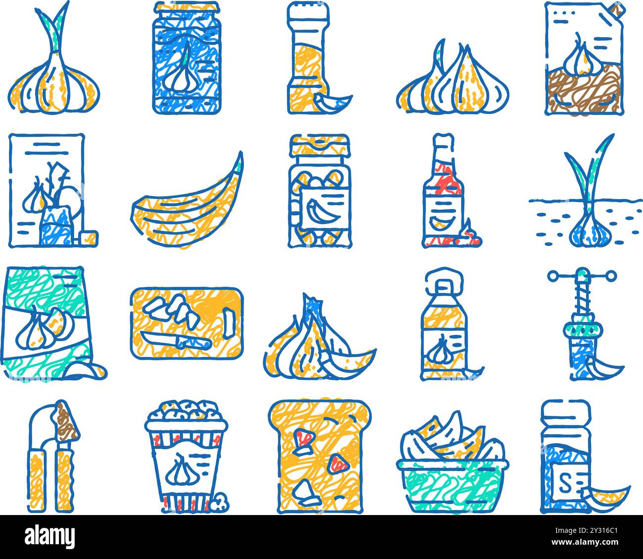 Fresh raw garlic rosemary Stock Vector Images - Alamy