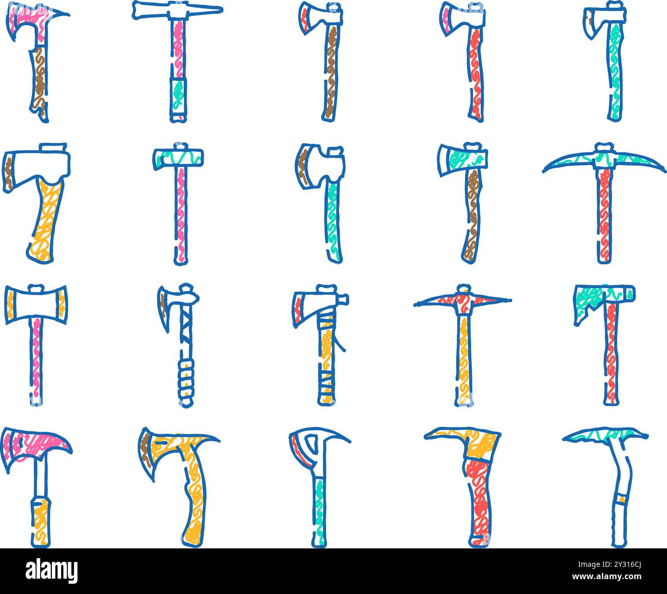 axe hatchet wood blade tool icon hand drawn Stock Vector Image & Art ...