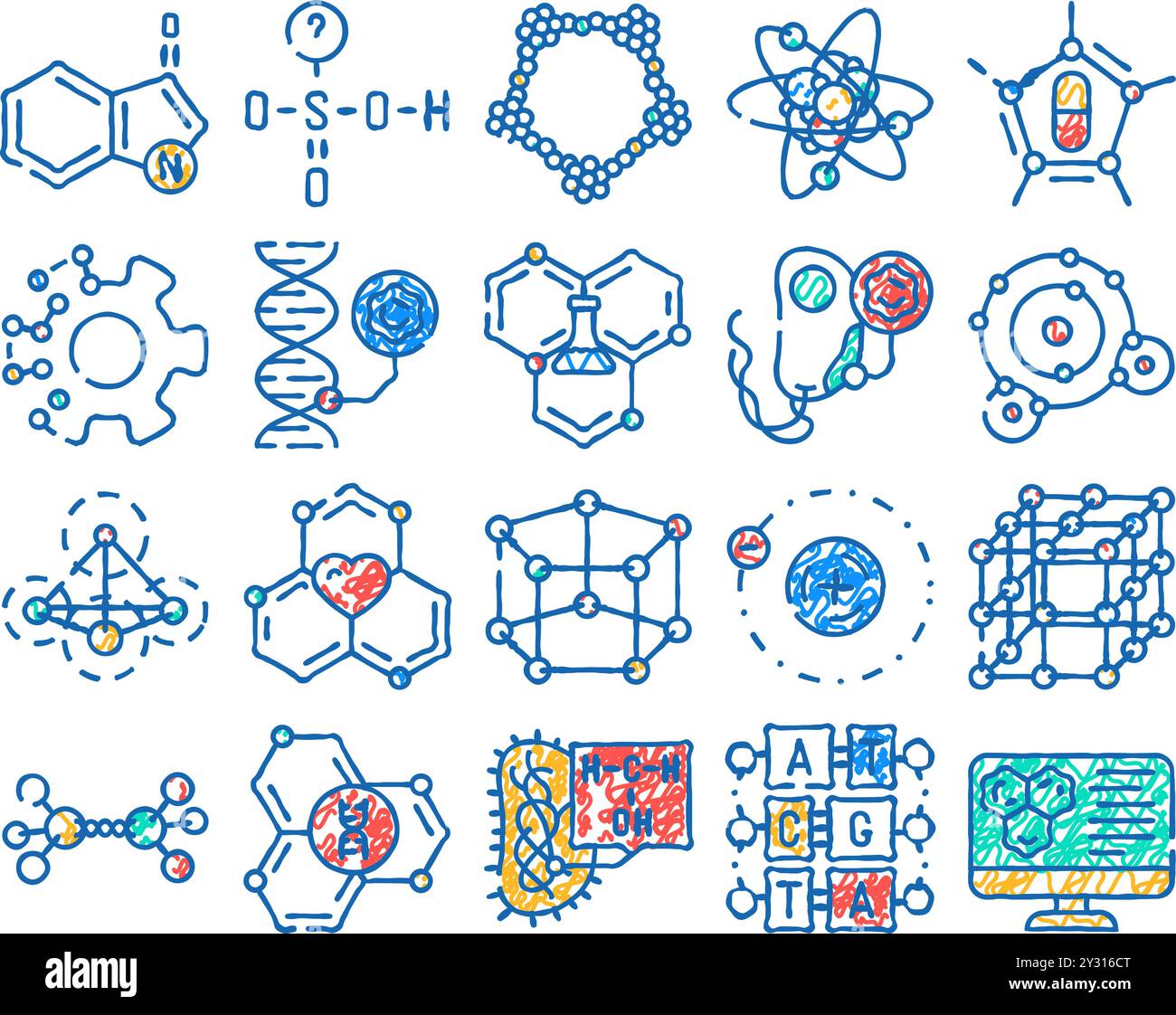 Virus molecule symbol drawn hand Cut Out Stock Images & Pictures - Alamy
