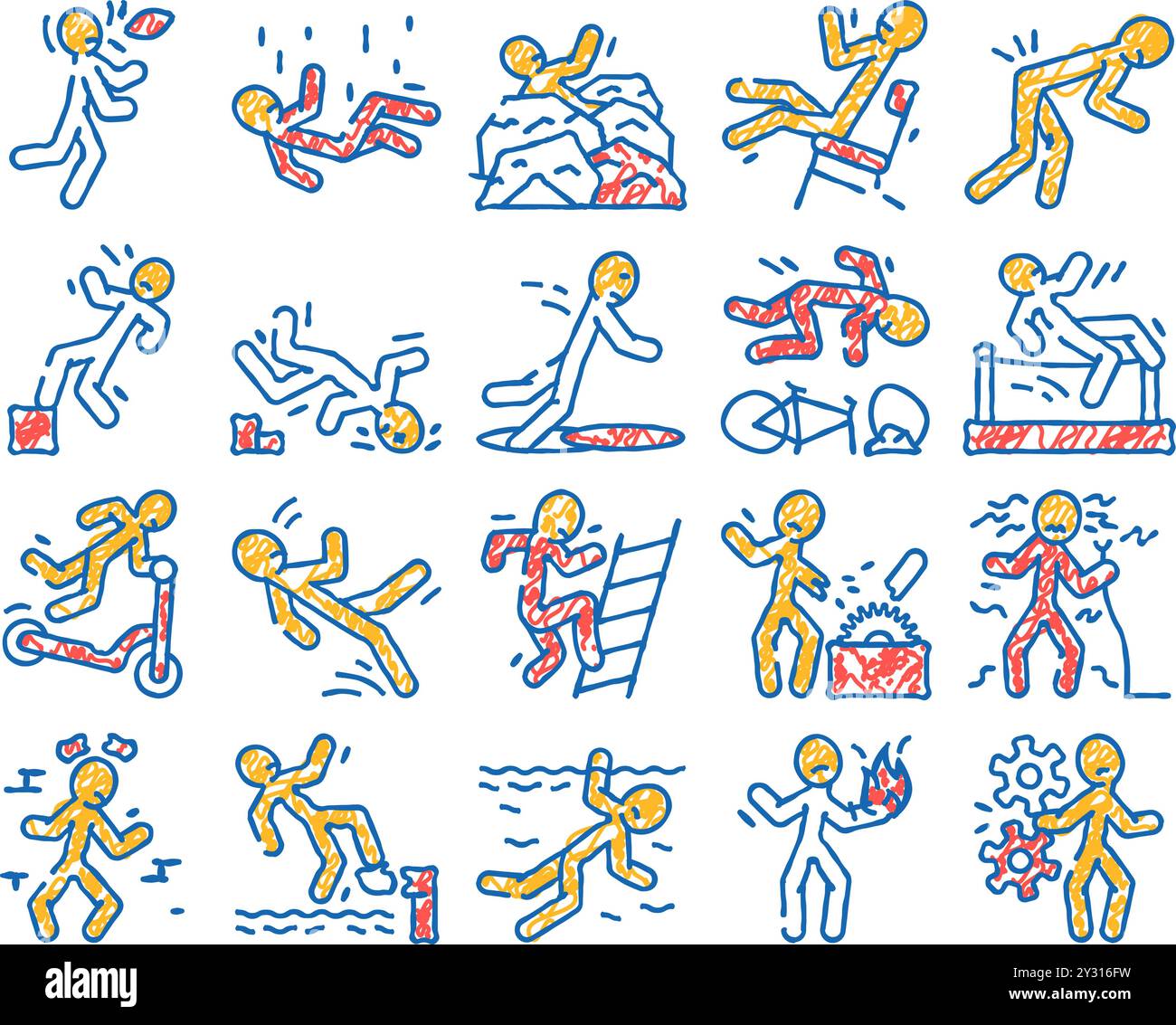 accident injury man person icon hand drawn Stock Vector Image & Art - Alamy