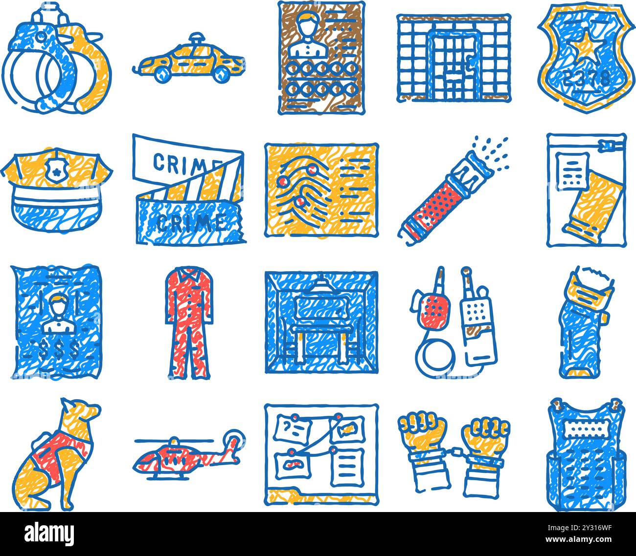 crime scene police criminal icon hand drawn Stock Vector Image & Art ...