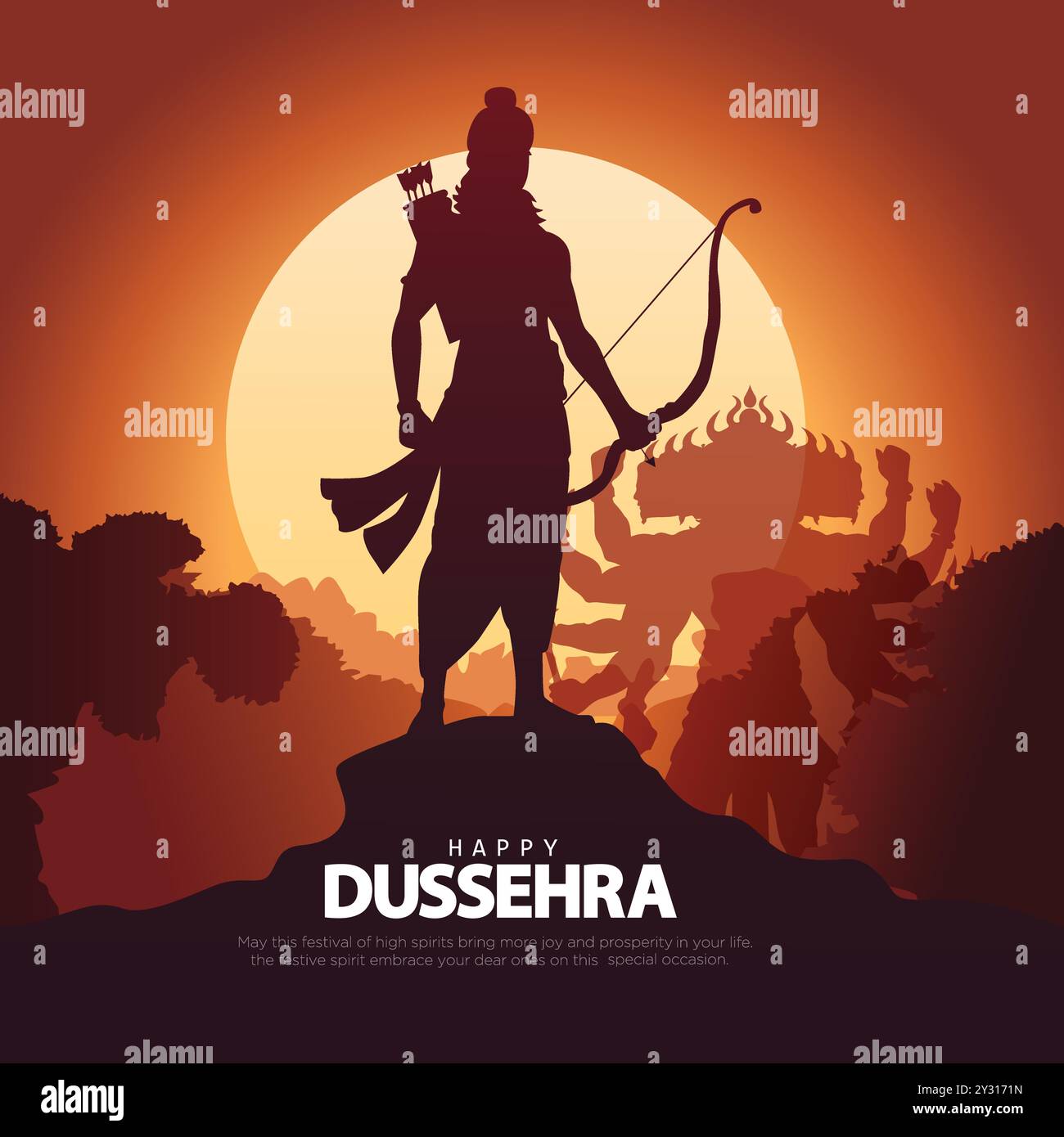 Happy Dussehra festival of India. of Lord Rama killing Ravana. vector ...