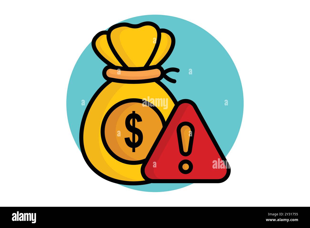 Risk colored outline icon. money bag with alert. icon related to SWOT ...