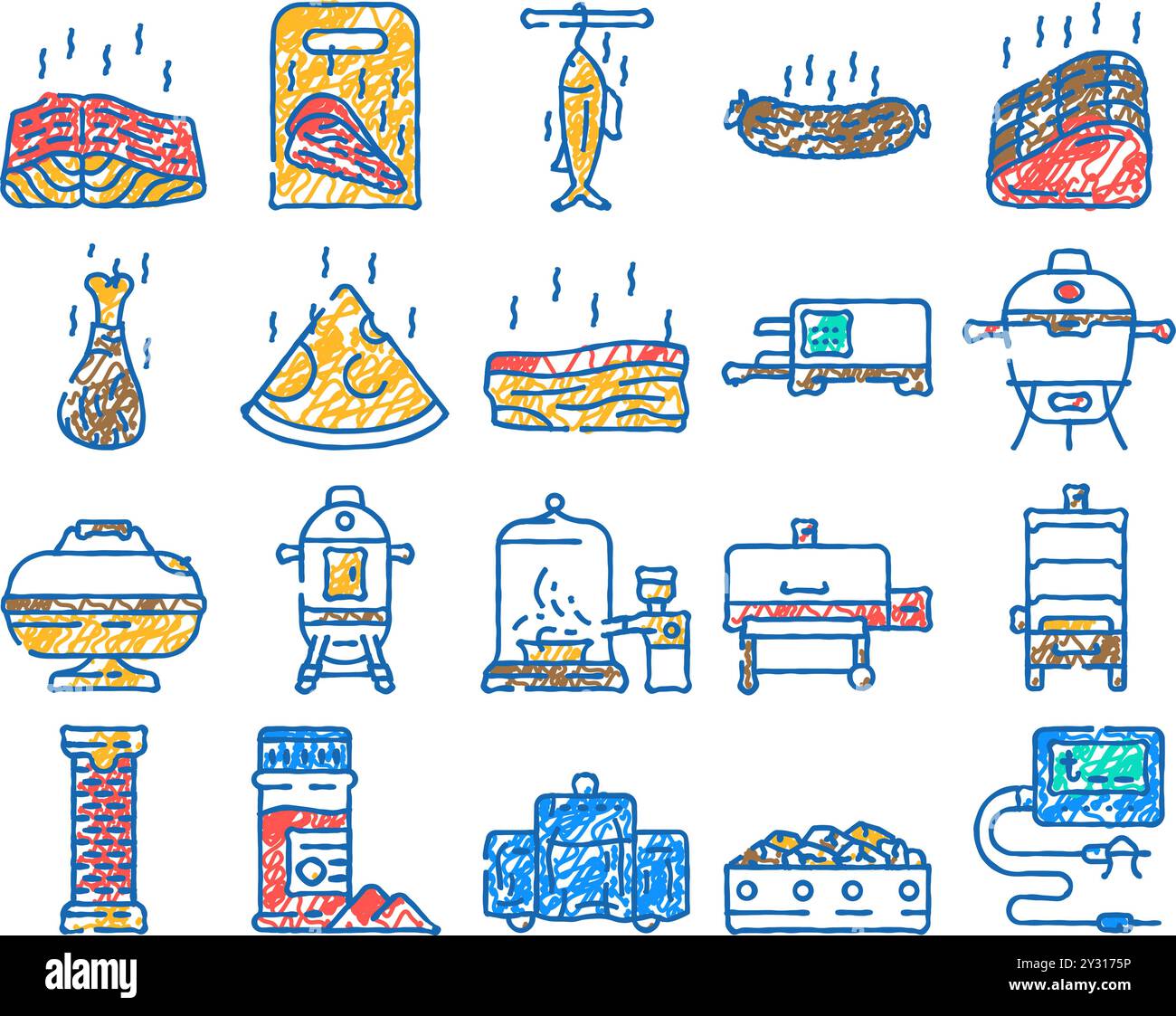 smoked meat bbq icon hand drawn Stock Vector Image & Art - Alamy