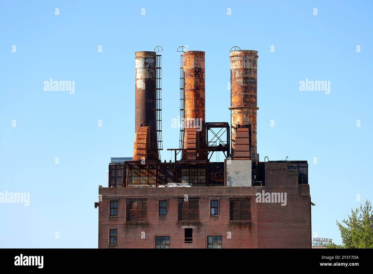Triple smokestakes of the Willow Street Steam Heat Generation Plant in ...