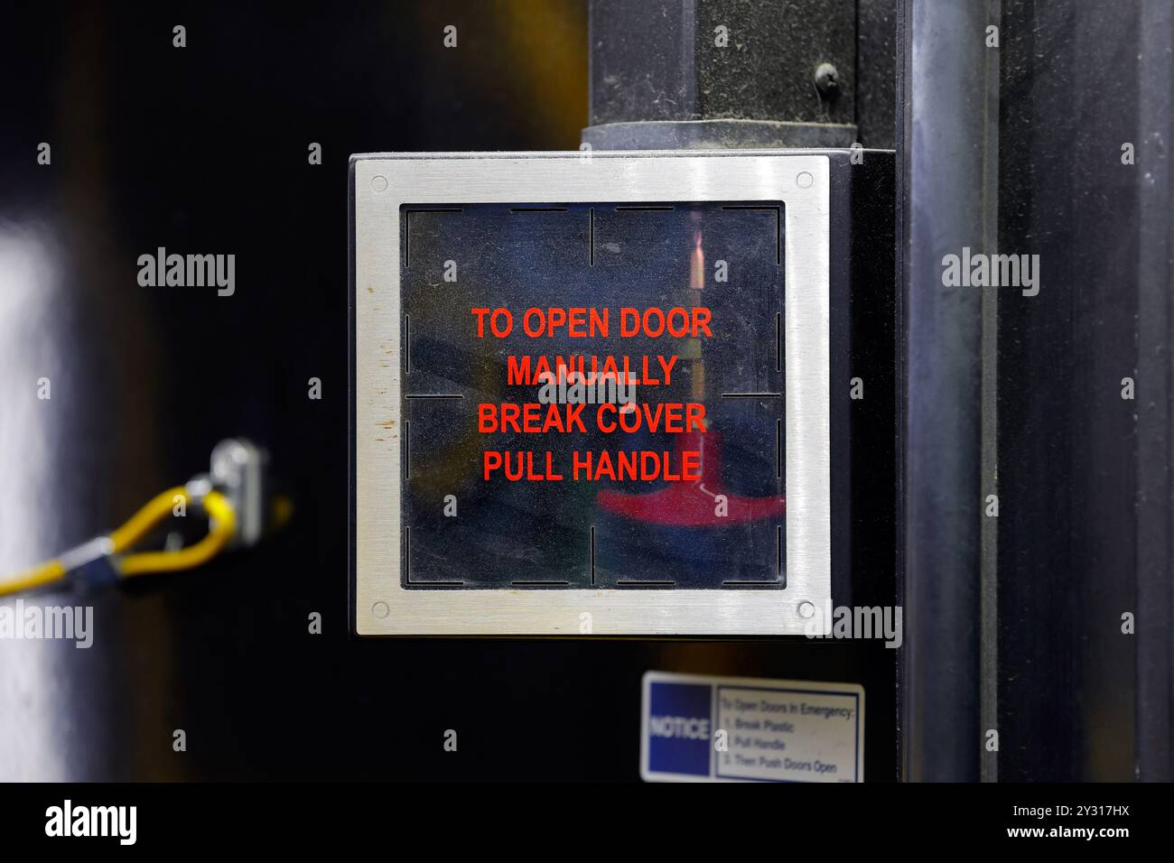 An Open Door Break Glass Pull Handle emergency door release device on a ...