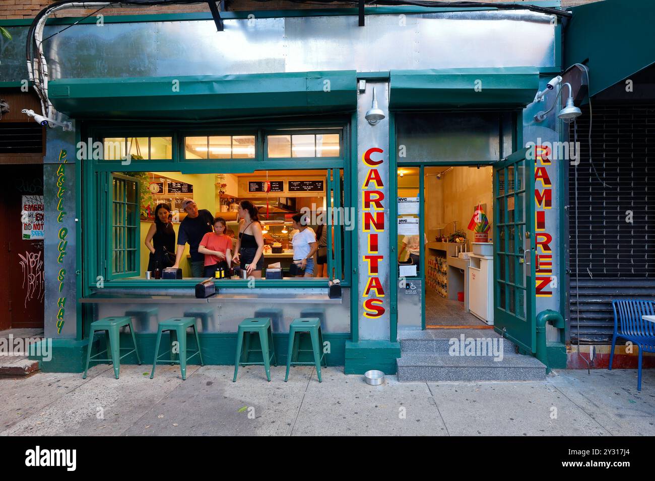 Carnitas Ramirez, 210 E 3rd St, New York, NYC storefront of a Mexican ...
