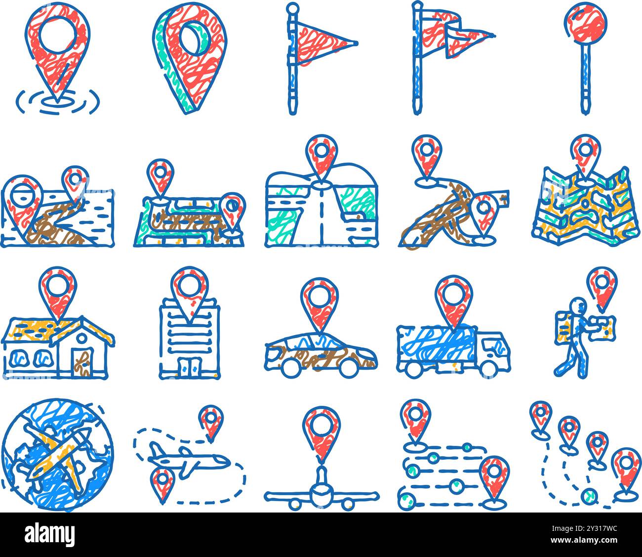 location pin map place point icon hand drawn Stock Vector Image & Art ...