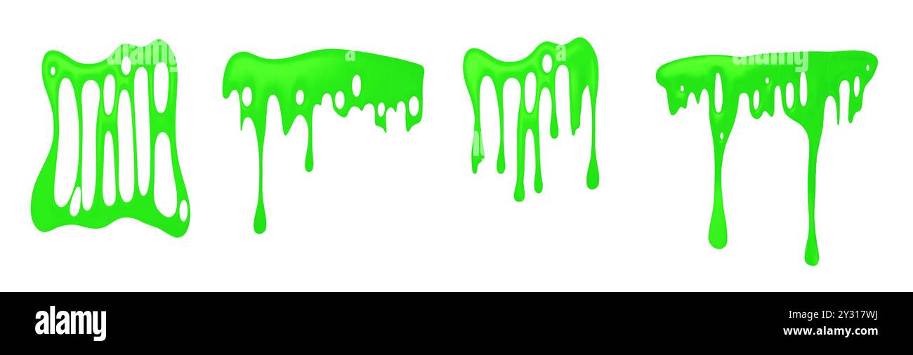 Green slime mucus drip isolated on white background. Sticky liquid ...