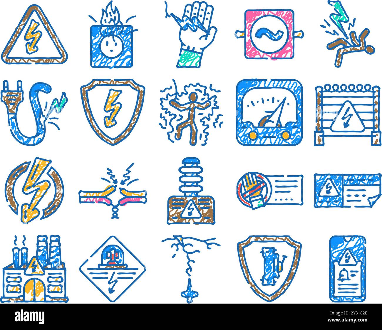 electrical danger voltage icon hand drawn Stock Vector Image & Art - Alamy