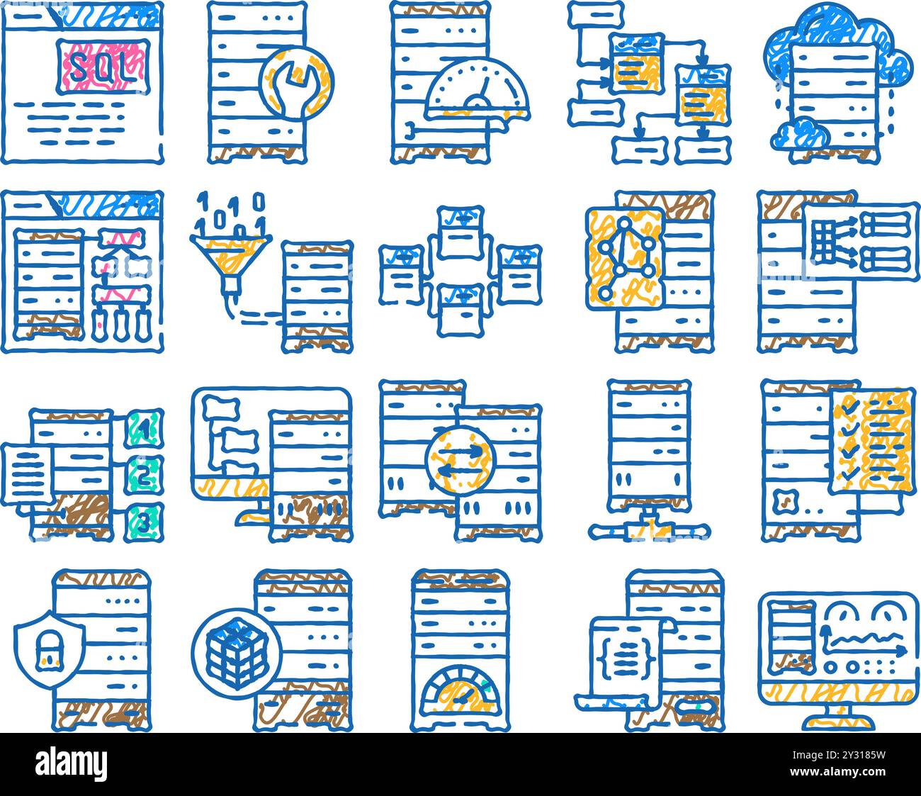 Doodle computer hardware icons hi-res stock photography and images - Alamy