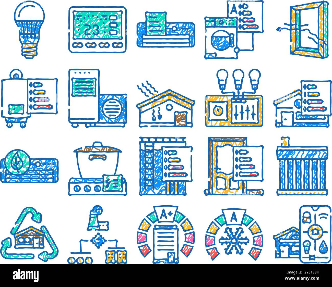 energy efficient technology home icon hand drawn Stock Vector Image ...