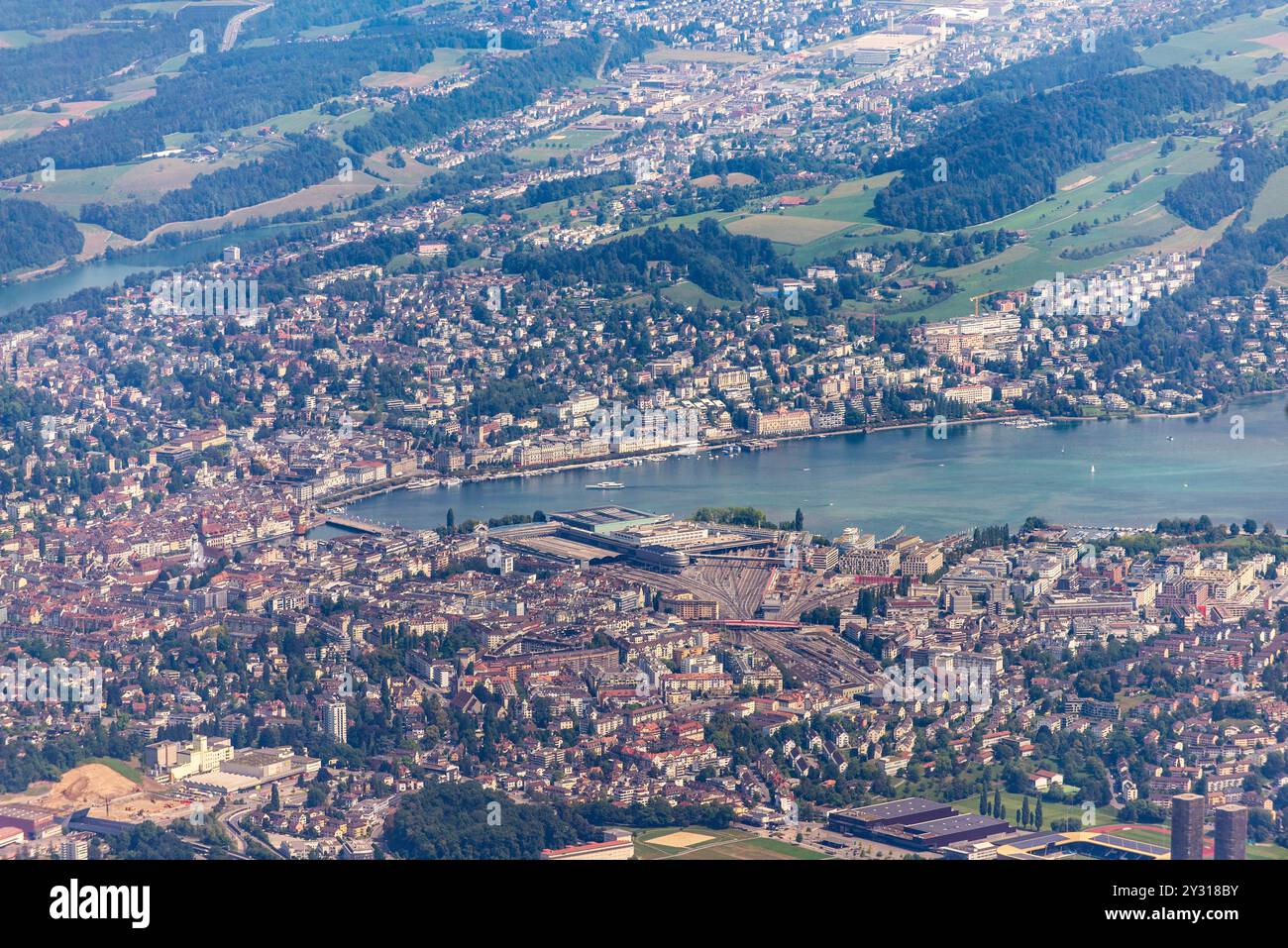 Spectacular Aerial view of Lucerne and the Lake of the Four Forest ...