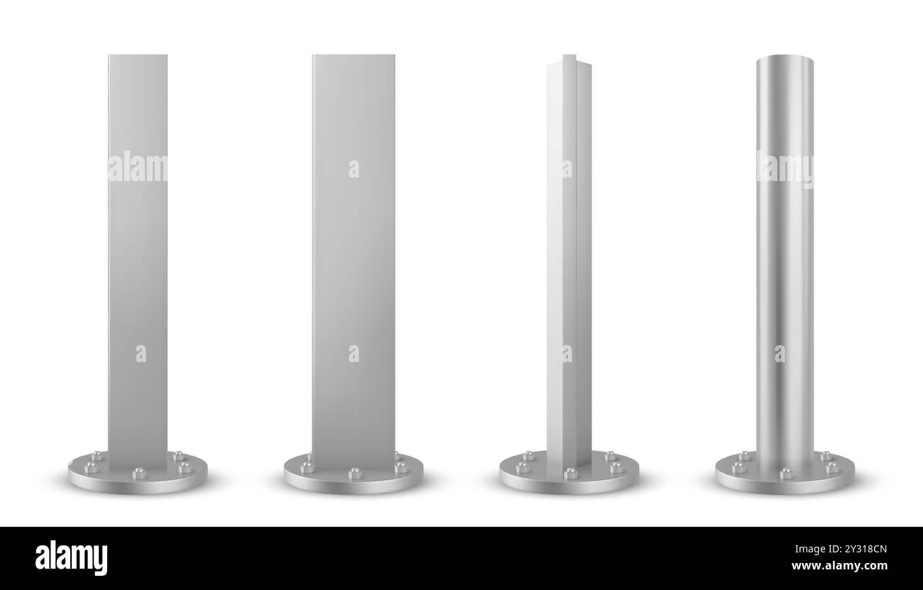 3d metal pole base of different shape for advertising billboard, flag ...