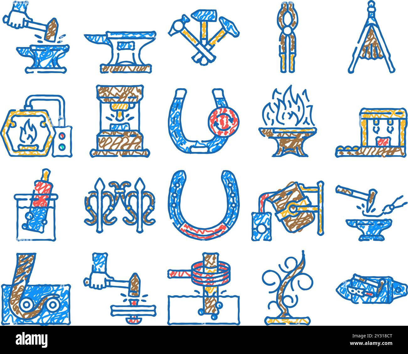 blacksmith forge anvil work icon hand drawn Stock Vector Image & Art - Alamy