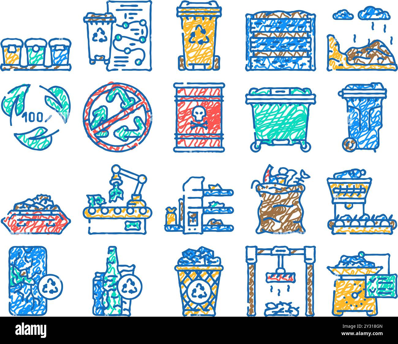 waste sorting garbage plastic icon hand drawn Stock Vector Image & Art - Alamy