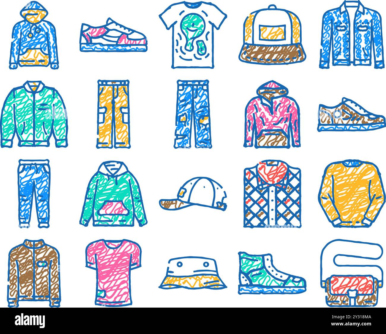 streetwear cloth urban style icon hand drawn Stock Vector Image & Art ...