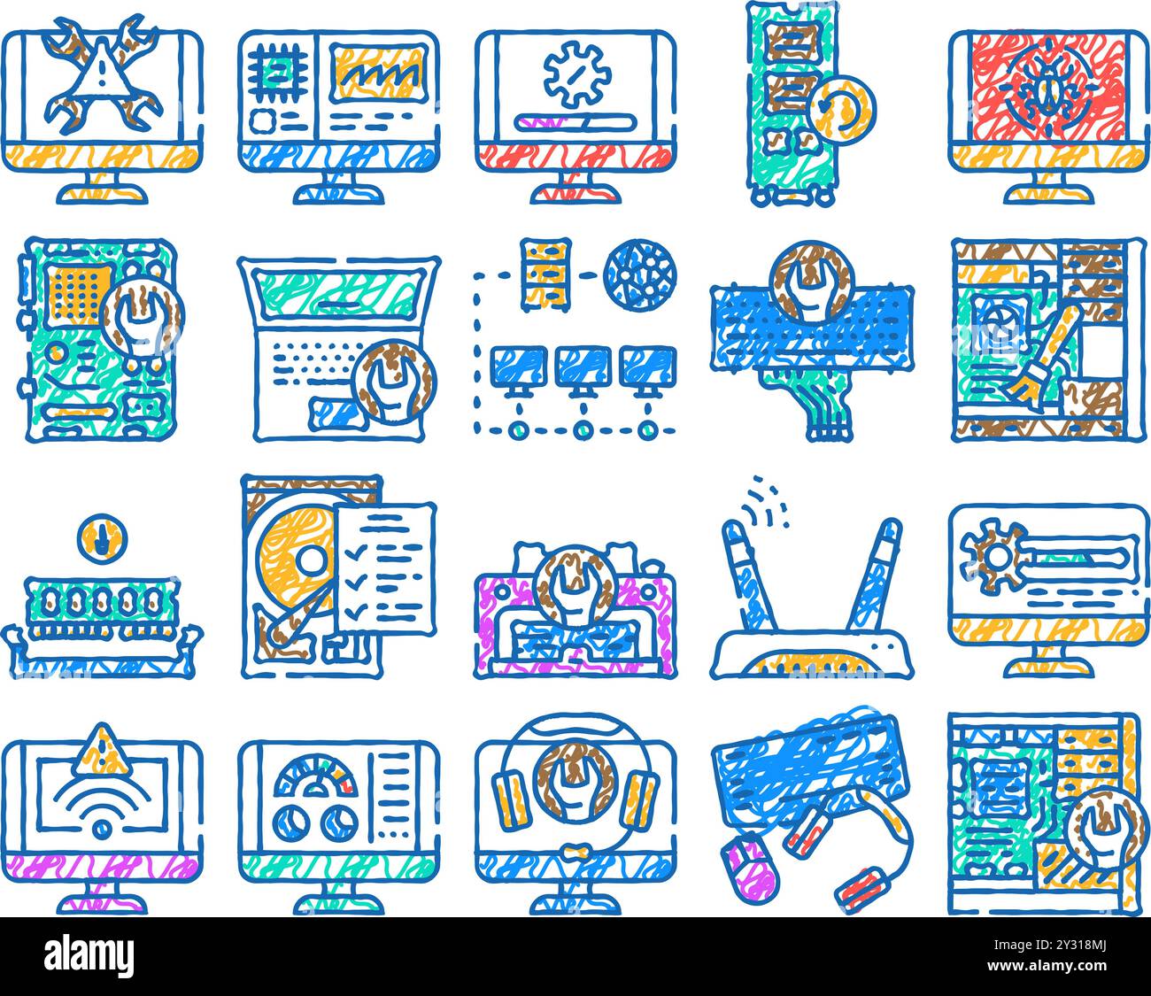 computer repair technician pc icon hand drawn Stock Vector Image & Art ...