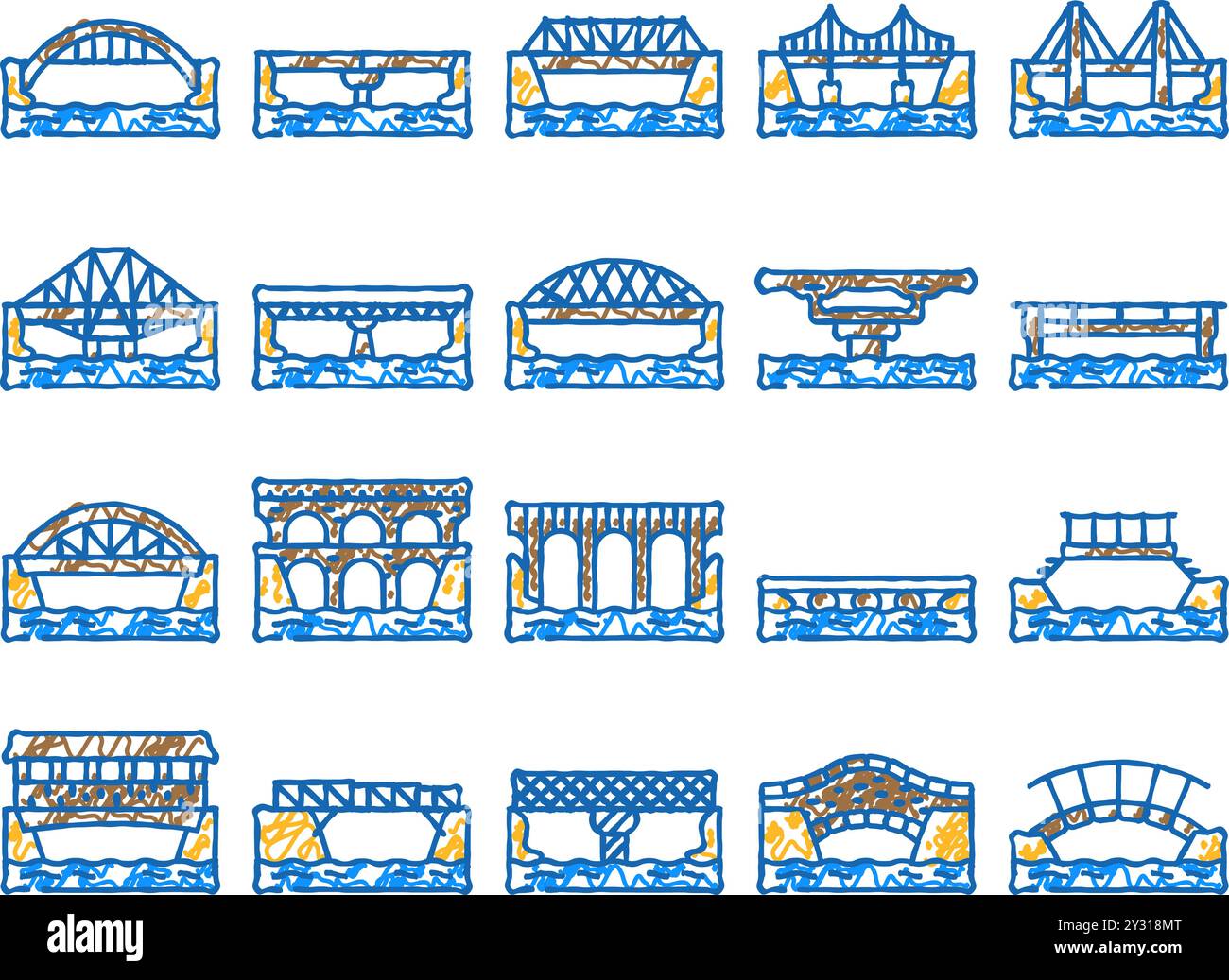 bridge road river construction icon hand drawn Stock Vector Image & Art ...