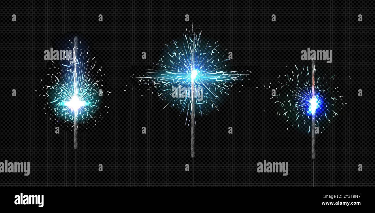 Bengal blue fire candle with sparkler firework light on dark ...