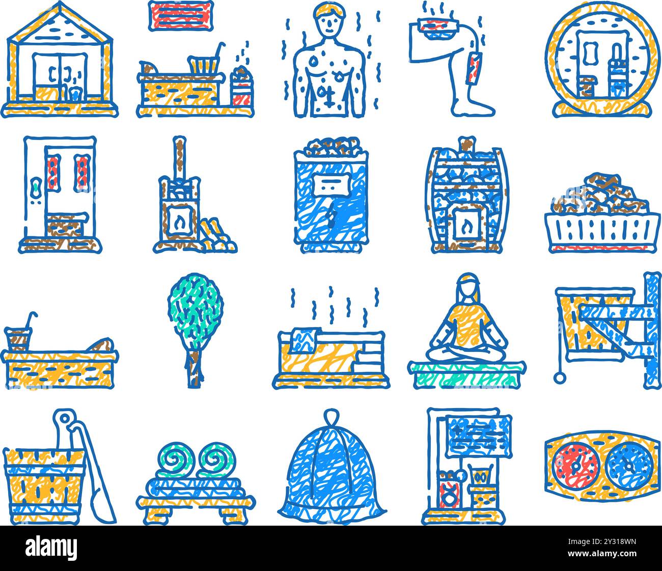 sauna steam spa health icon hand drawn Stock Vector Image & Art - Alamy