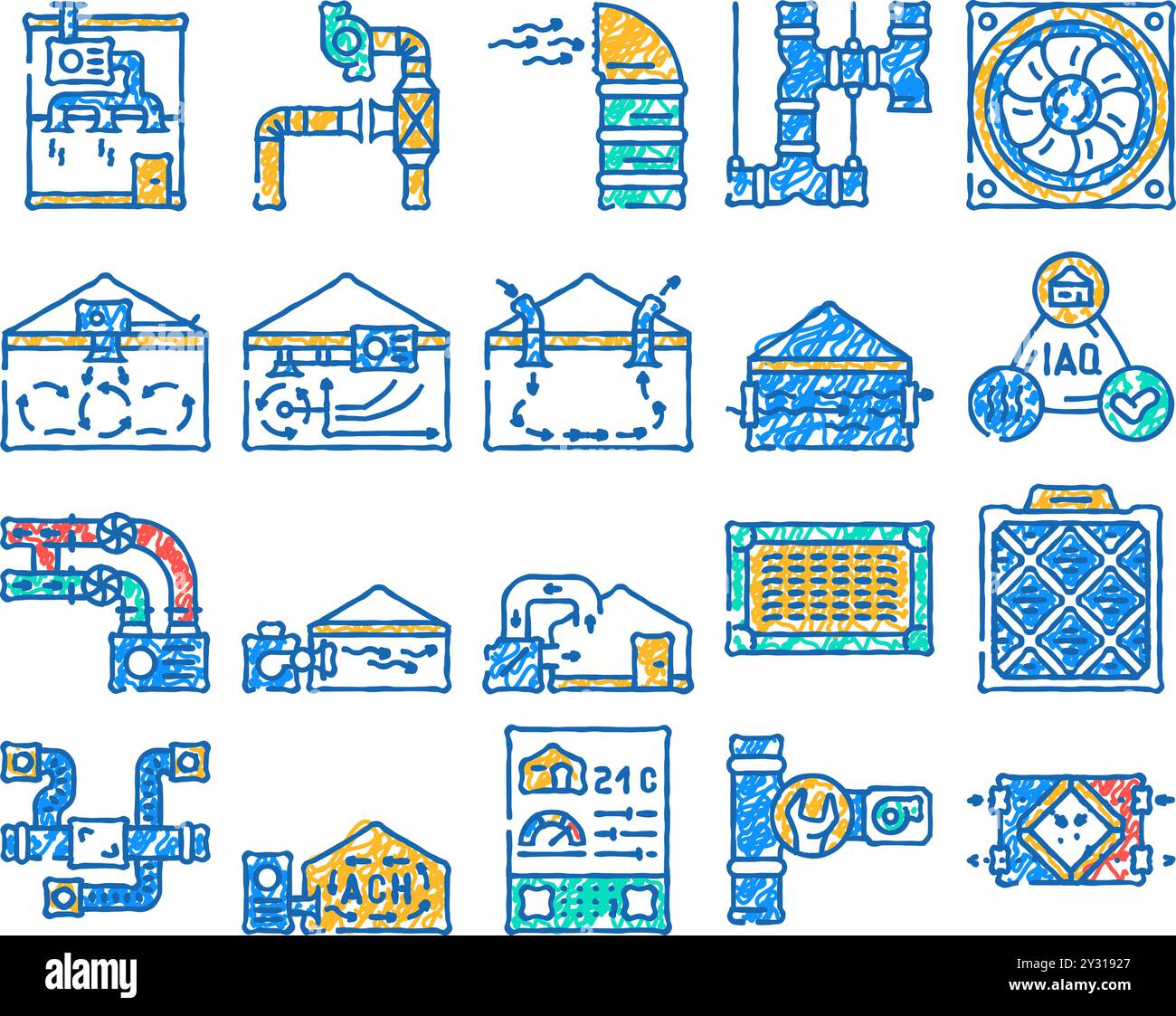 air ventilation cold wind heat icon hand drawn Stock Vector Image & Art ...