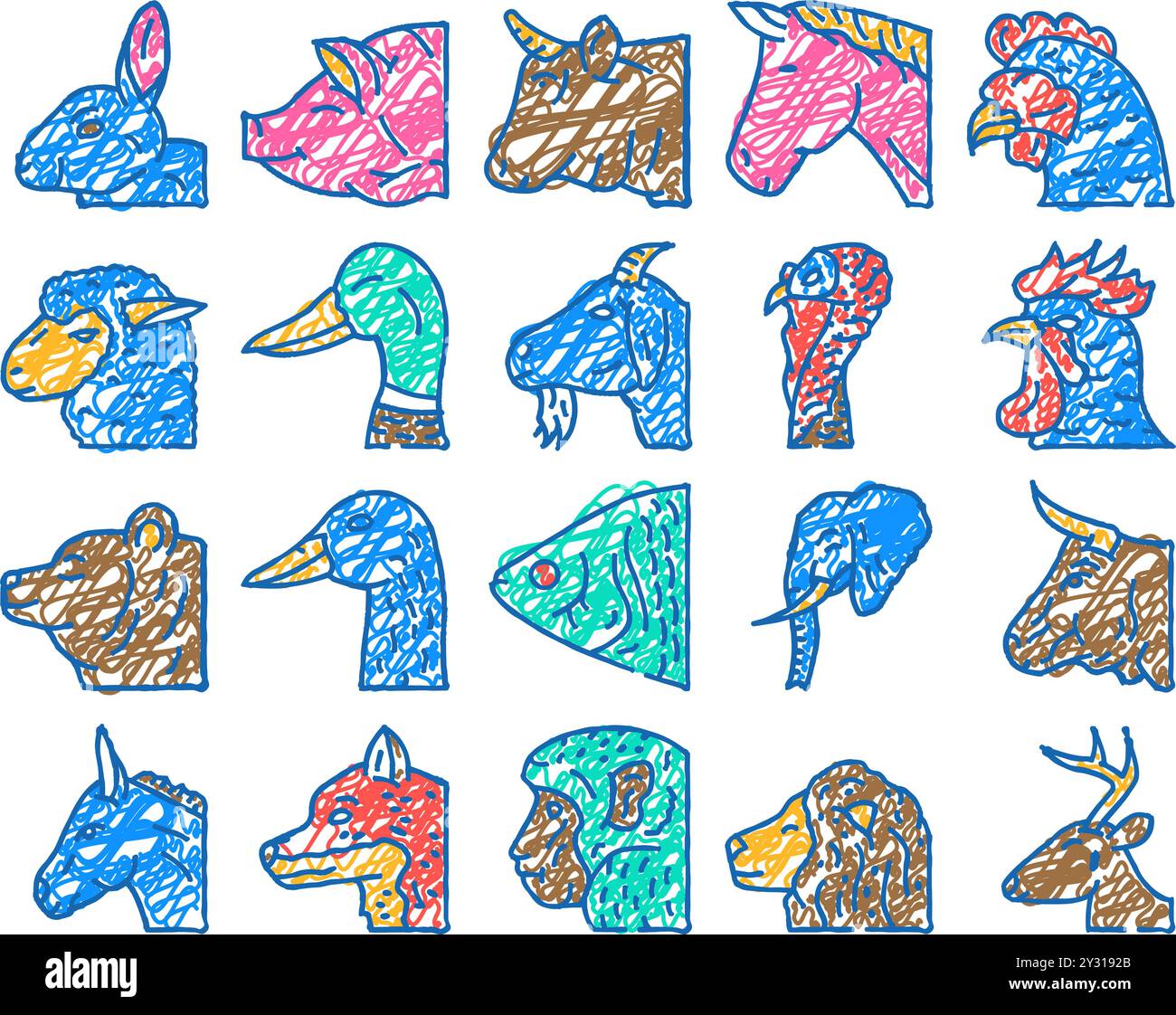 animal zoo pet face farm icon hand drawn Stock Vector Image & Art - Alamy