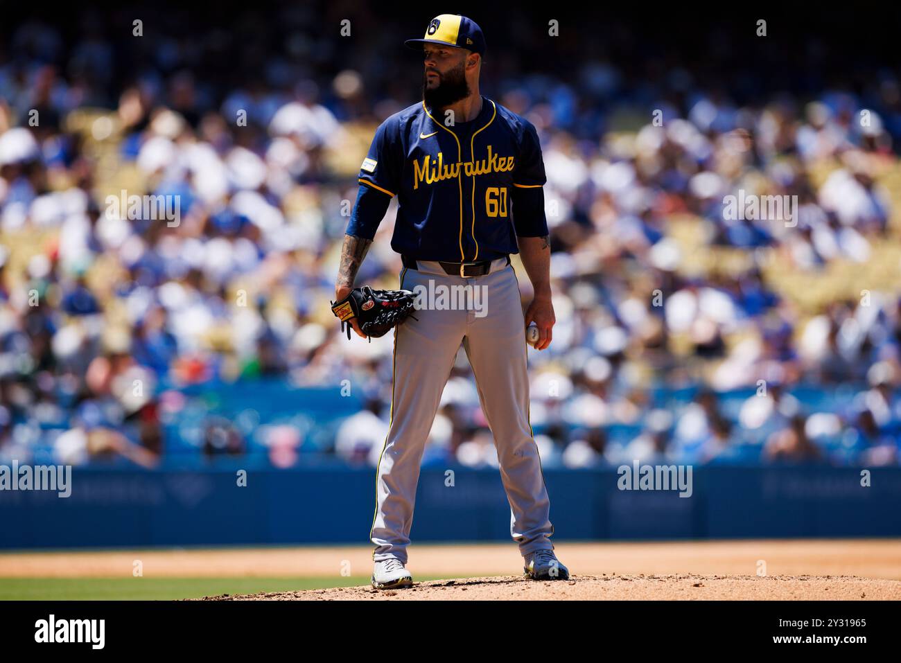 LOS ANGELES, CA - JULY 07: Milwaukee Brewers pitcher Dallas Keuchel (60 ...