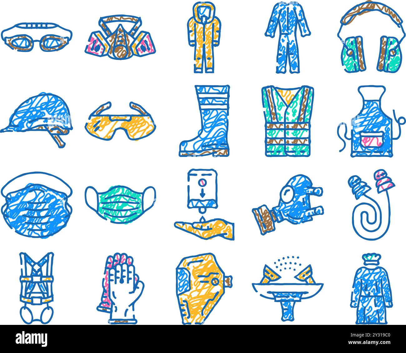 personal protective equipment ppe icon hand drawn Stock Vector Image ...