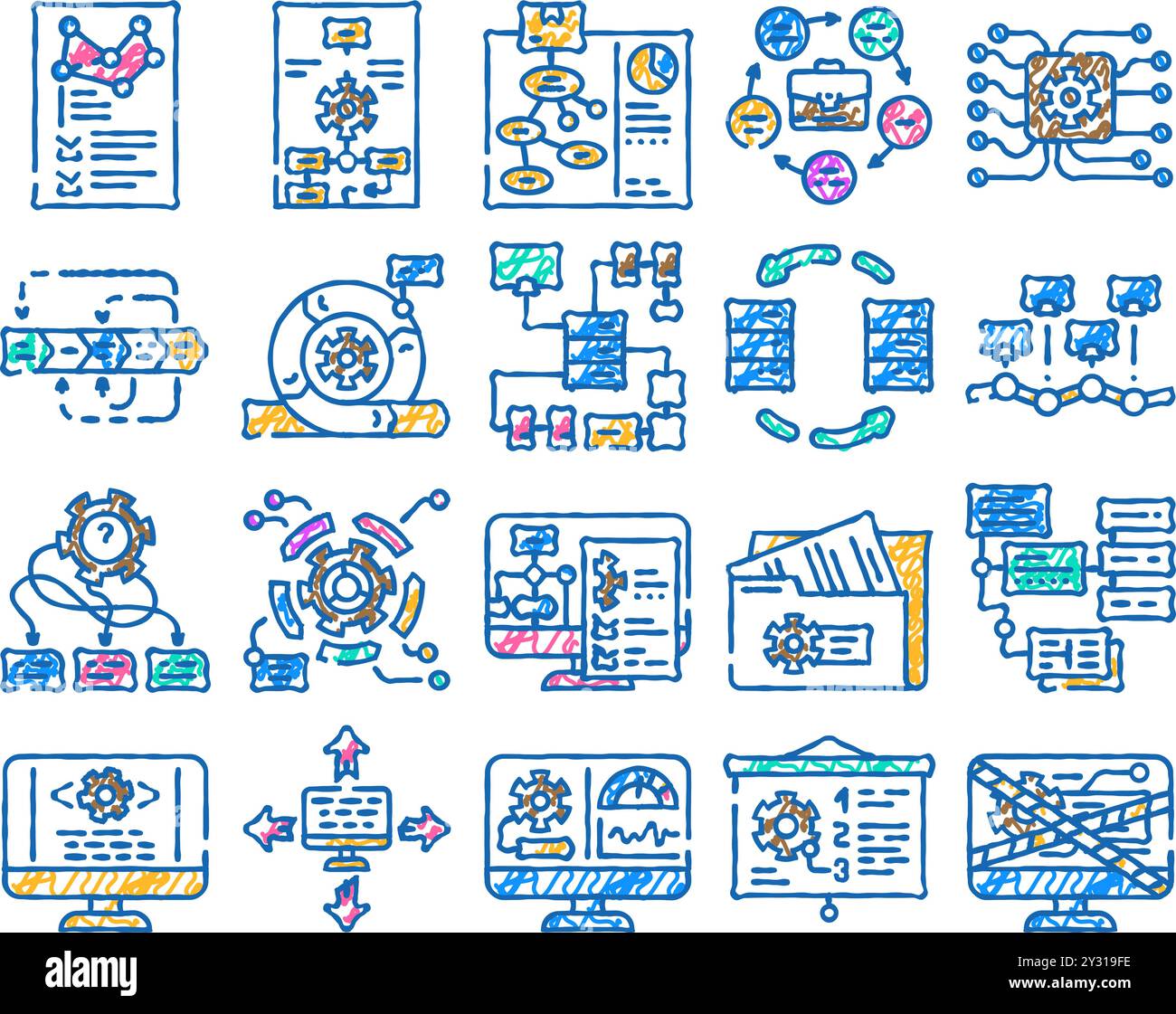 System Analyst Data Business Icon Hand Drawn Stock Vector Image And Art