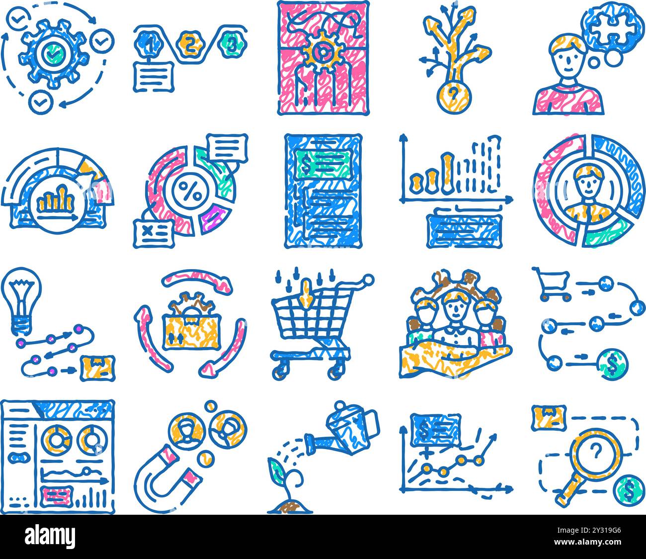 business process technology chart icon hand drawn Stock Vector Image ...