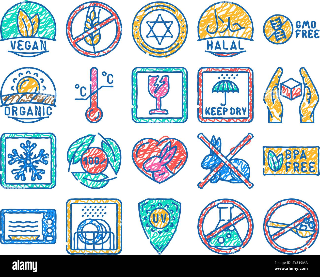 product caution label warning icon hand drawn Stock Vector Image & Art ...