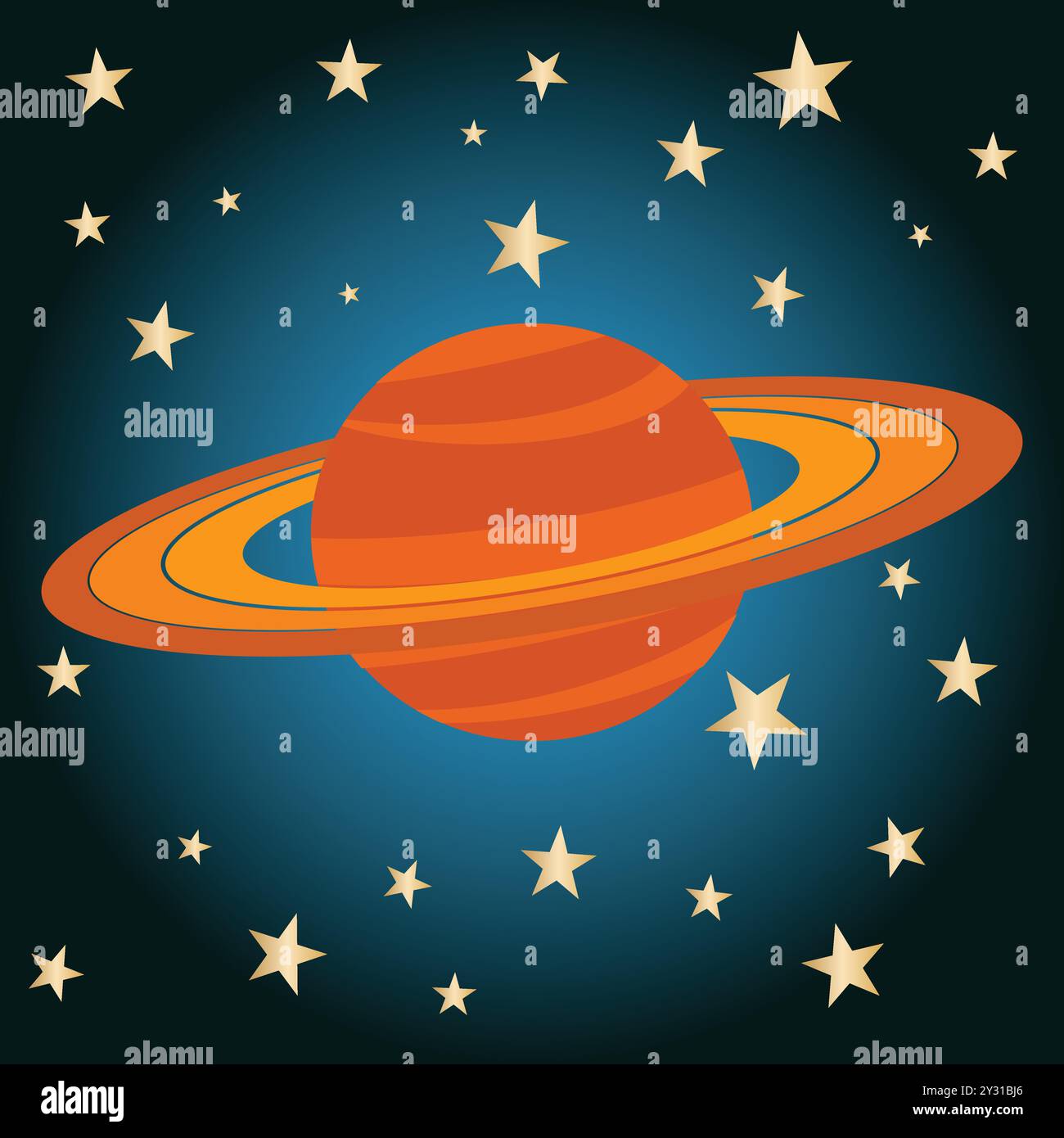 Planet Saturn on a blue background with stars Stock Vector Image & Art ...