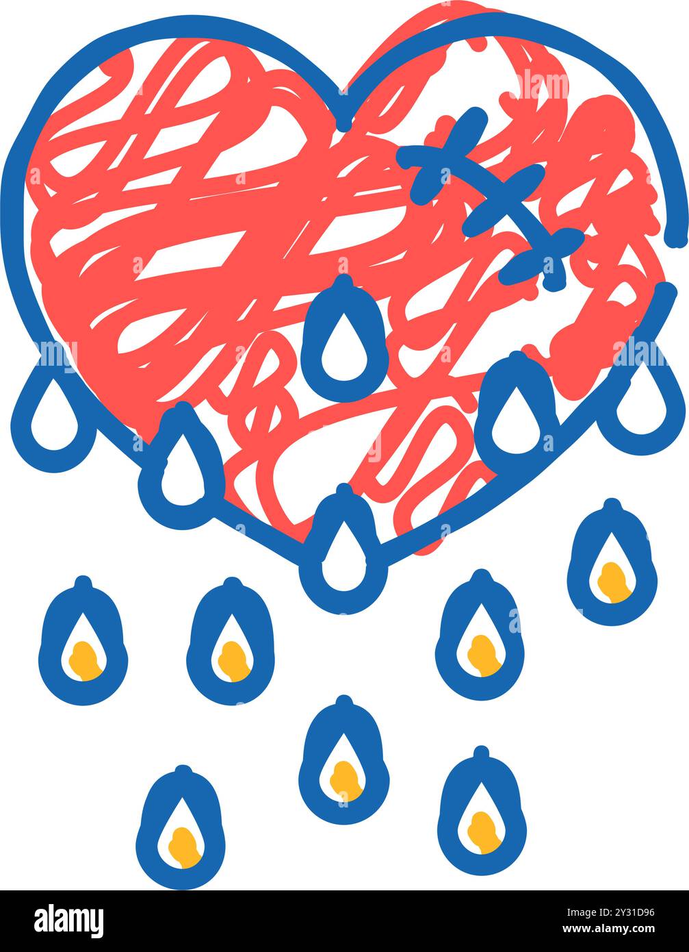 blooding heart icon doodle illustration Stock Vector Image & Art - Alamy