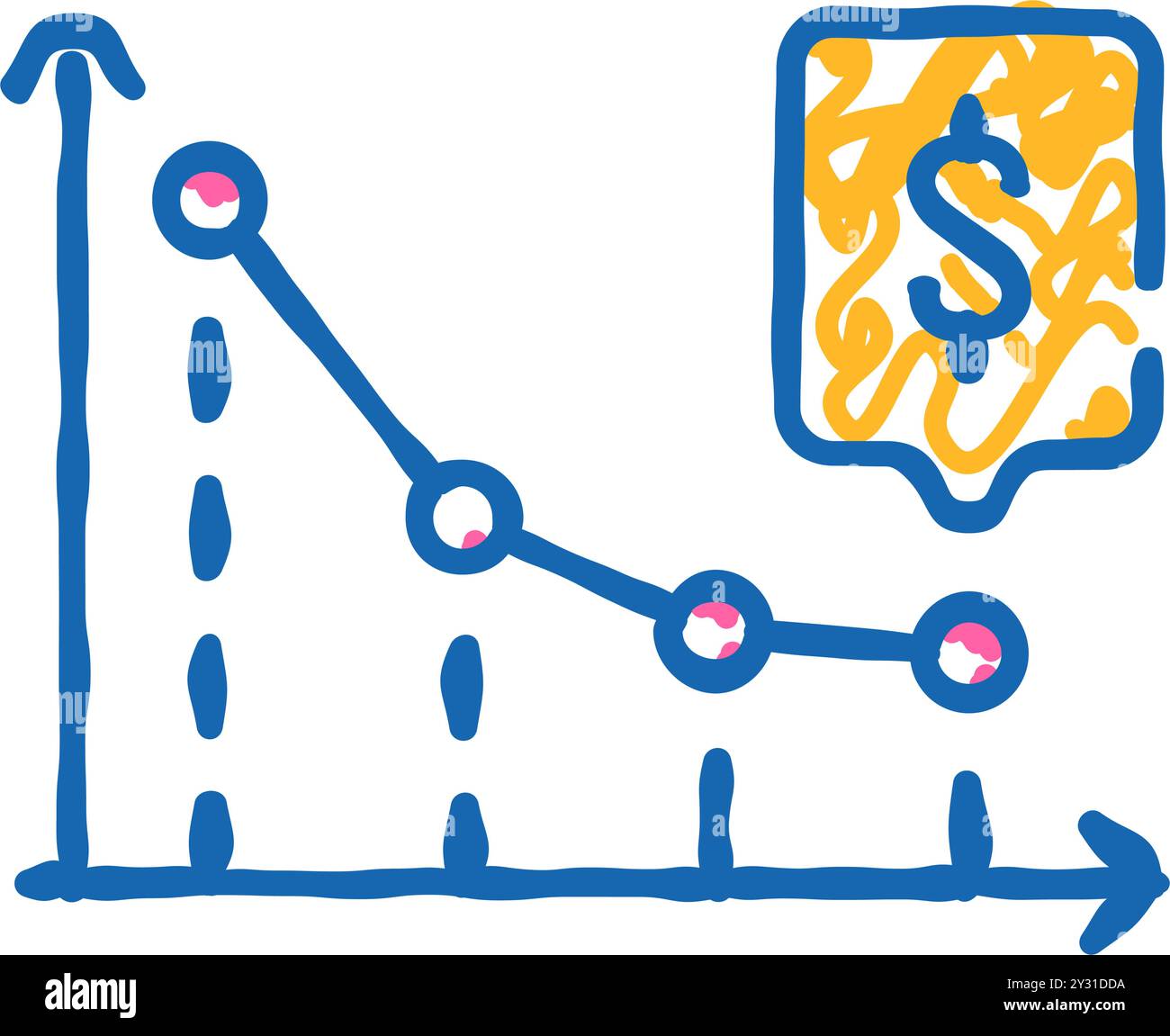 falling arrow infographic icon doodle illustration Stock Vector Image ...