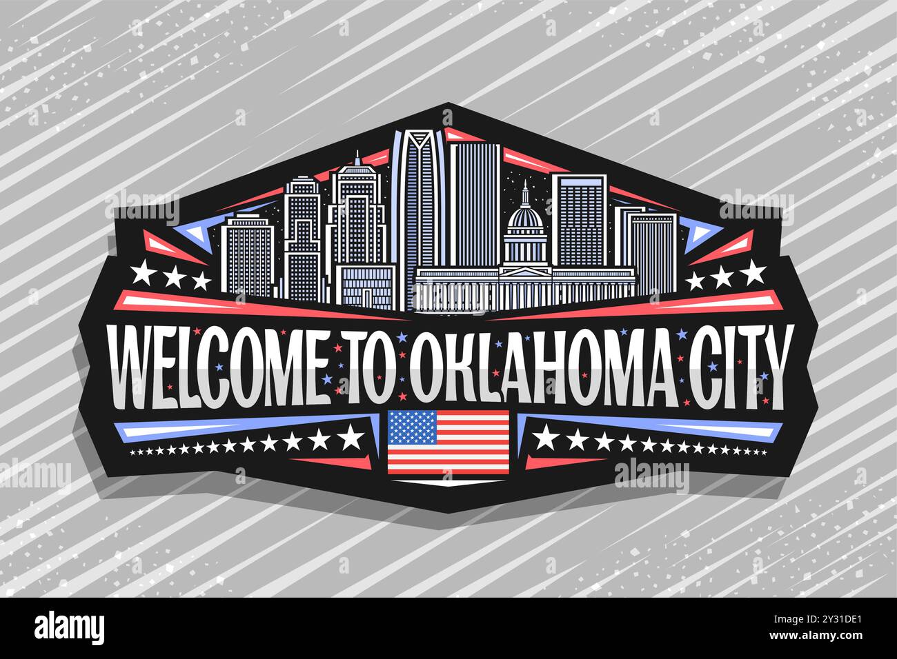 Vector logo for Oklahoma City, black decorative sign with line ...