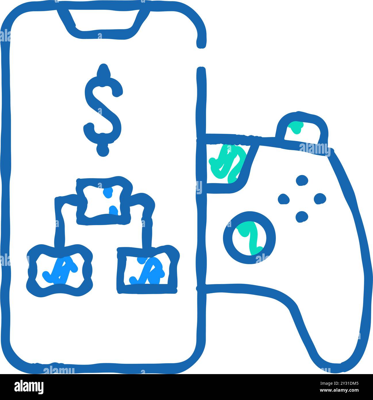 loystick phone game icon doodle illustration Stock Vector Image & Art ...