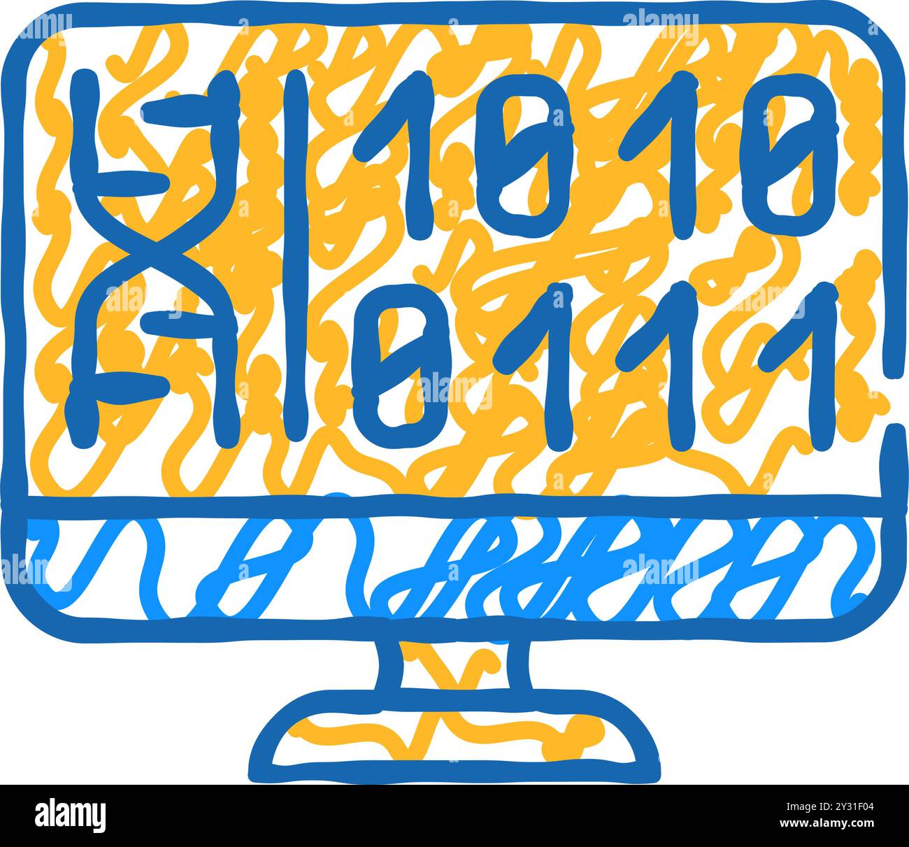 generating protein cell using computer code icon doodle illustration ...
