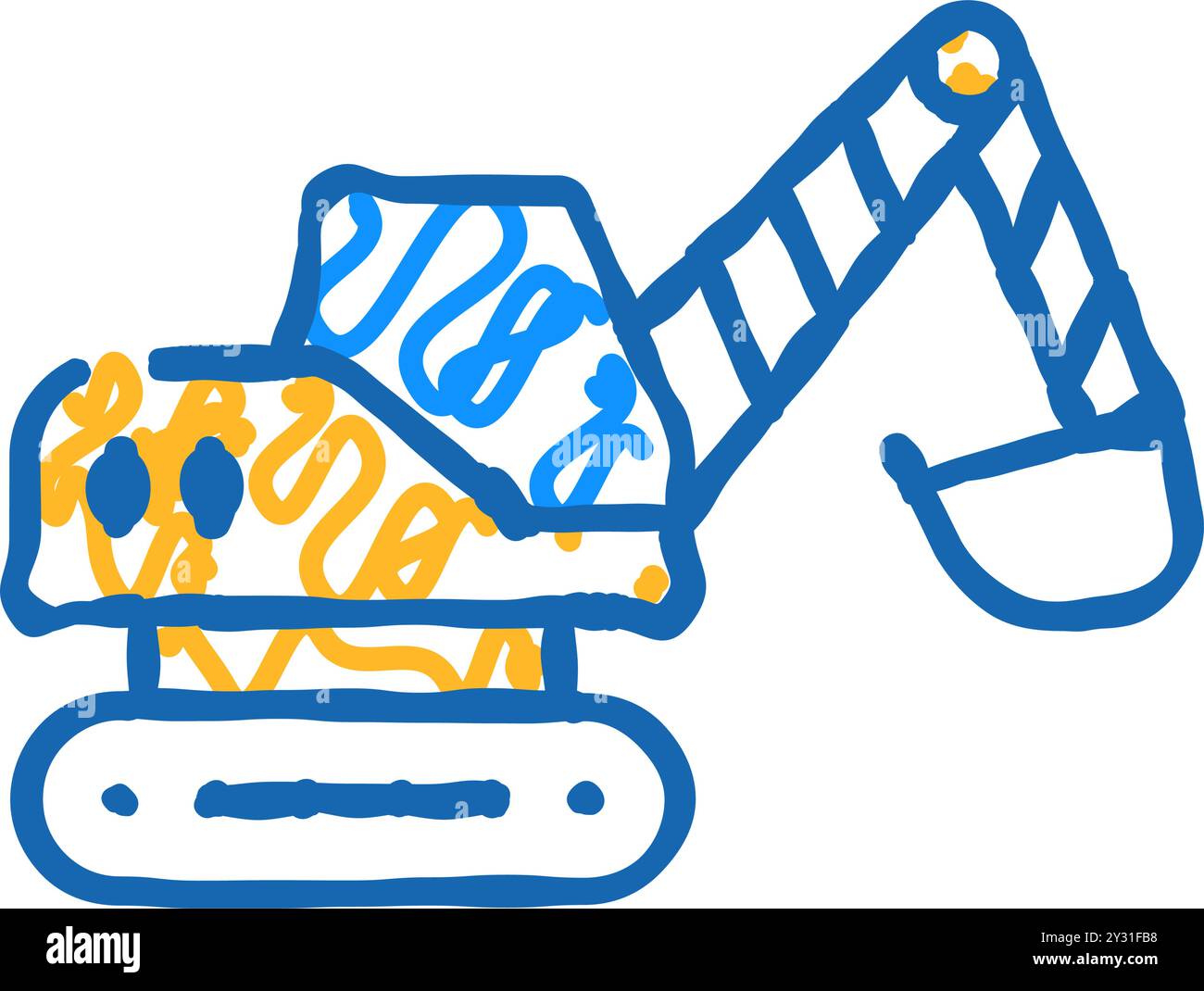 excavator construction vehicle icon doodle illustration Stock Vector ...