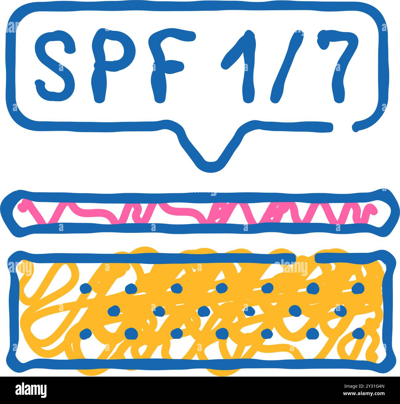 sunscreen layer on skin icon doodle illustration Stock Vector Image ...