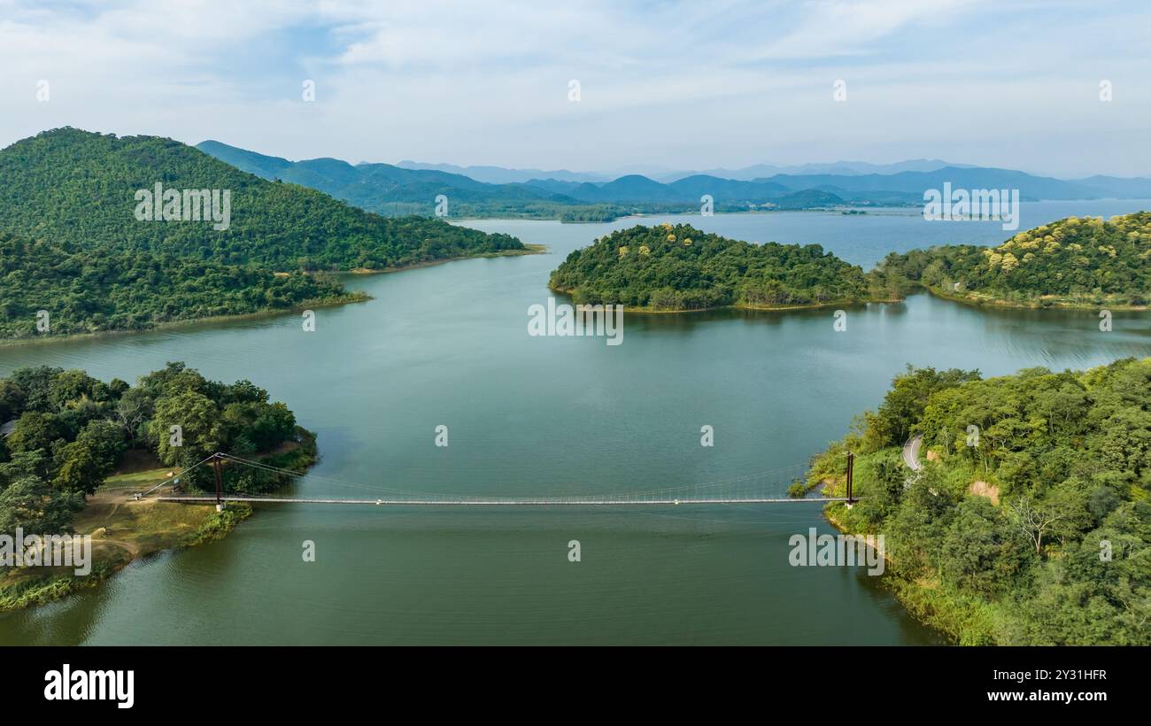 The suspension bridge is emphasizes beauty for tourism. A suspension ...