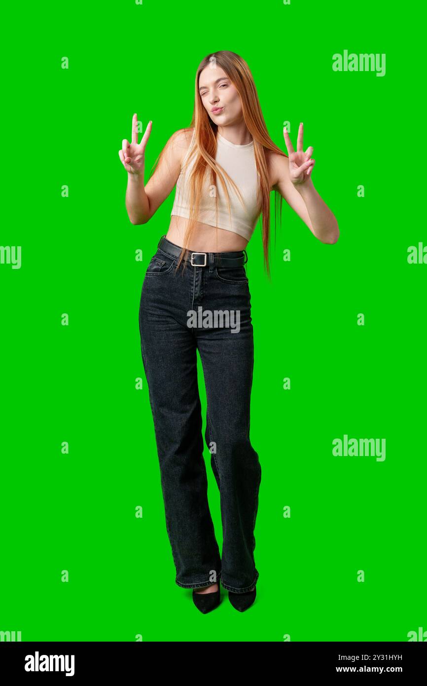 Green screen peace sign hi-res stock photography and images - Alamy