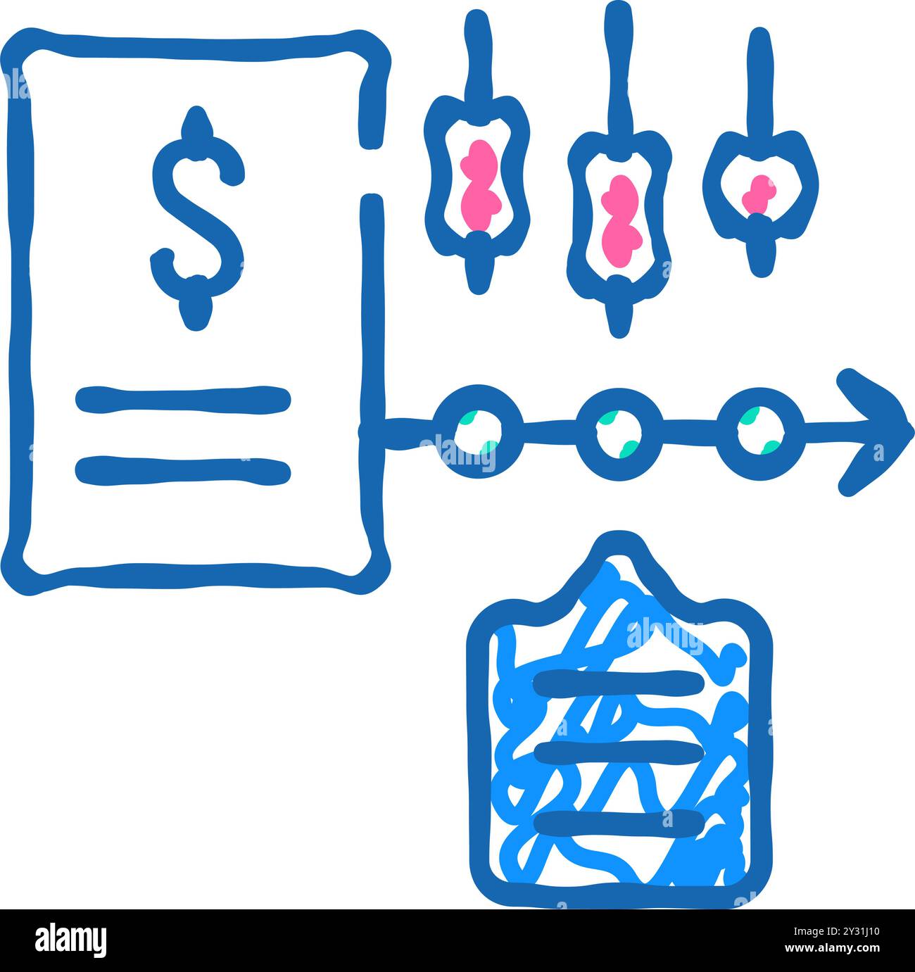 financial time series data analysis icon doodle illustration Stock ...
