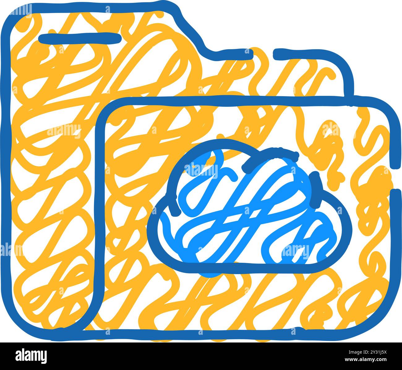 computer folder cloud storage icon doodle illustration Stock Vector ...