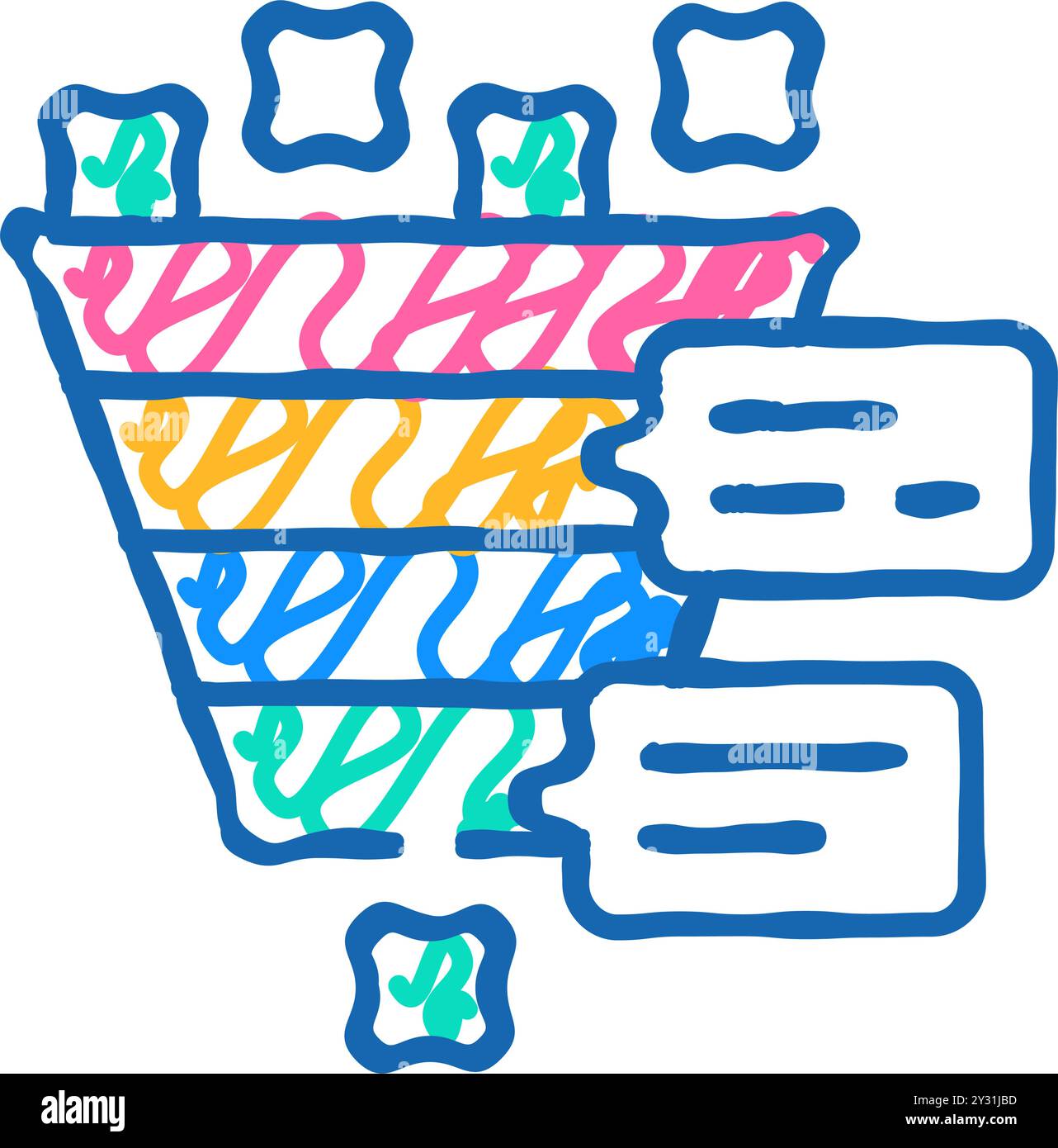 pyramided analysis with comments icon doodle illustration Stock Vector ...