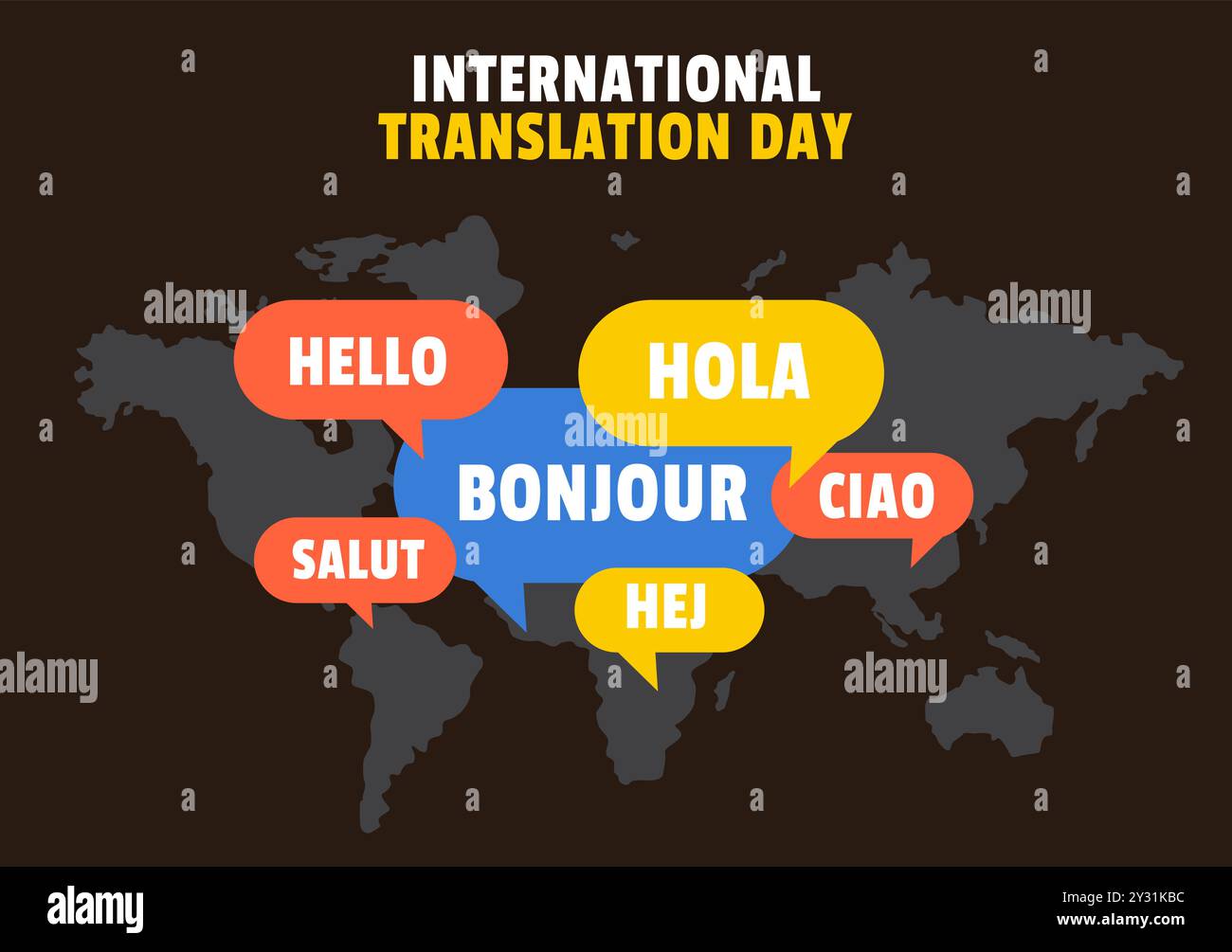 Translation Language Day Social Media Background Flat Cartoon Hand ...