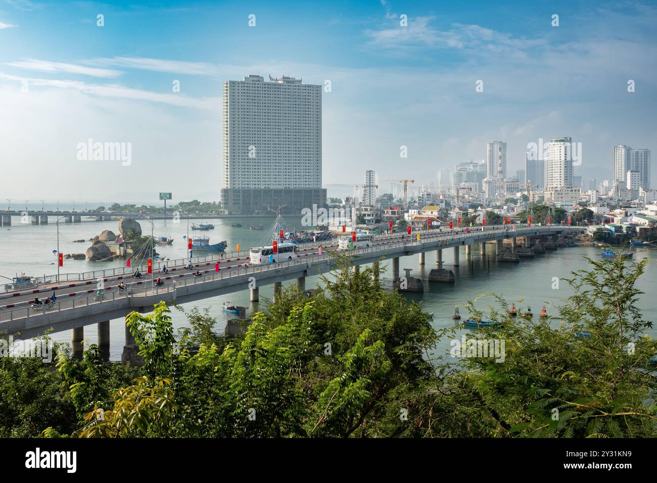 Bridges over the River Cai, which flows into the South China Sea. View ...