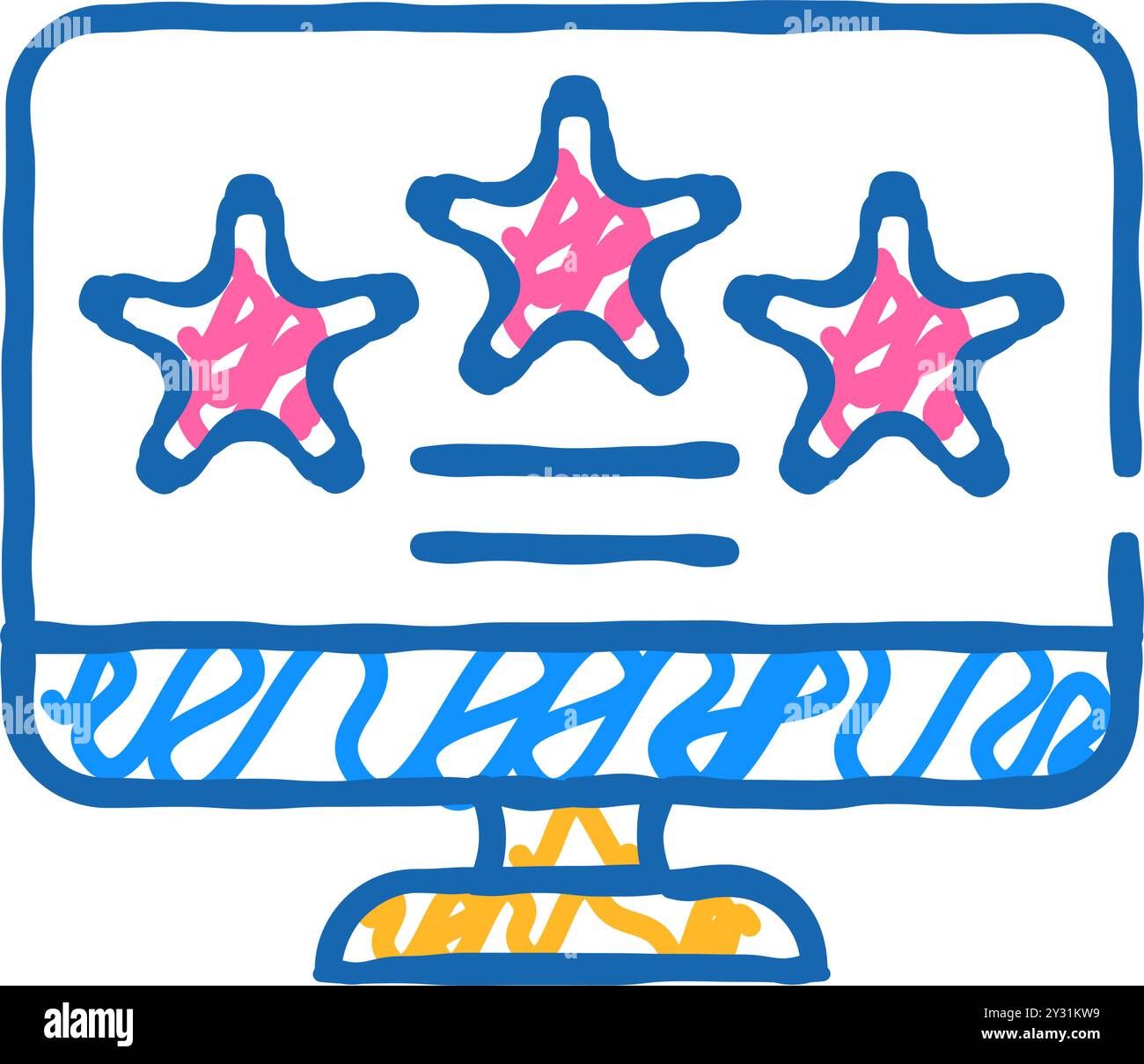 review stars on computer screen icon doodle illustration Stock Vector ...