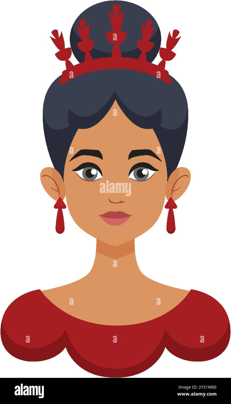 Illustration of a queen with crown and earrings Stock Vector Image ...