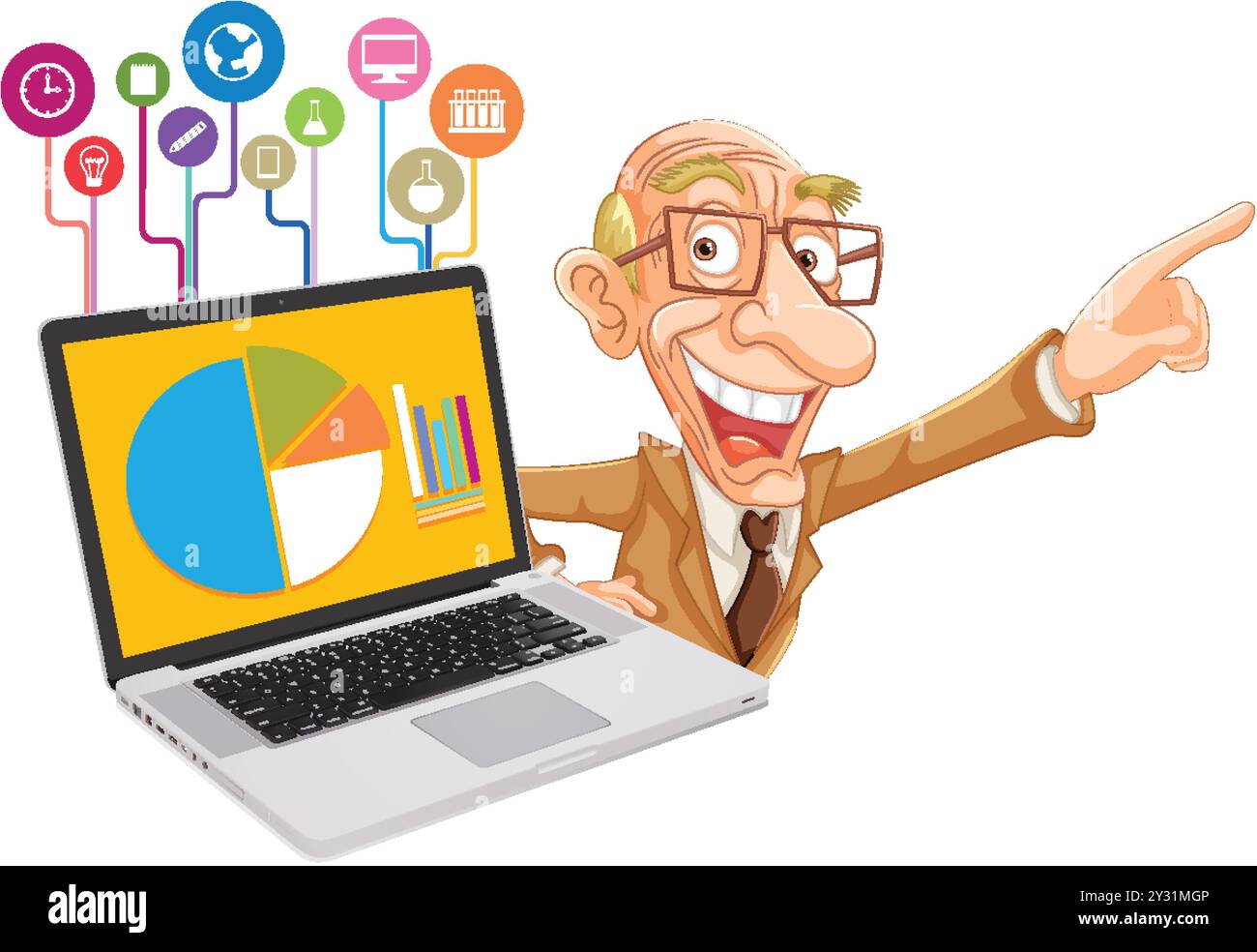 Man presenting computer on Stock Vector Images - Alamy